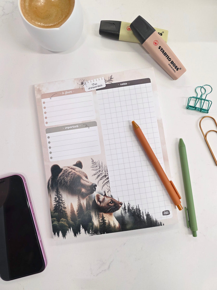 Bloc-notes - GRAND - 24 - Compagnons de la forêt – Papier & Latté